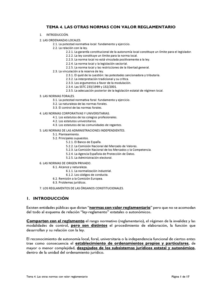 Tema 4N LAS OTRAS NORMAS CON VALOR REGLAMENTARIO | PDF | Regulación | Ley de la Unión Europea