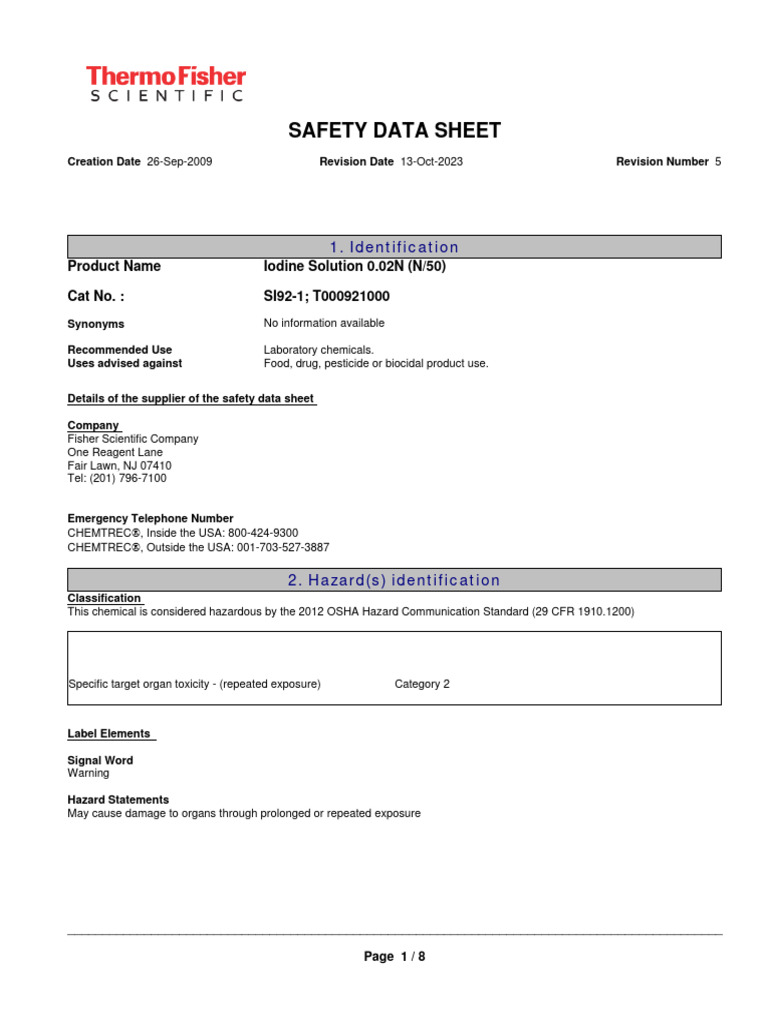MSDS Iodine | PDF | Personal Protective Equipment | Iodine