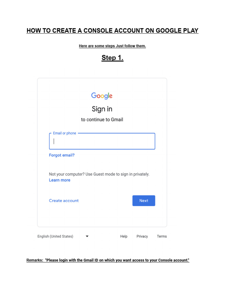 How To Create A Console Account On Google Play | PDF | Google Play ...