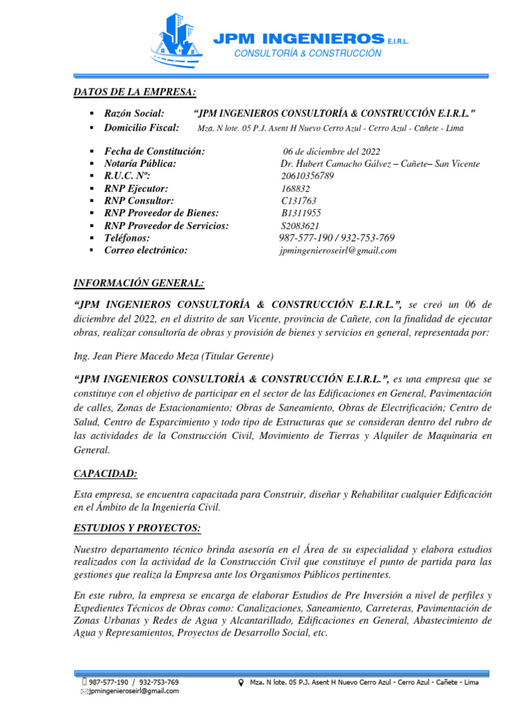 CV JPM Ingenieros | PDF | Ingeniería