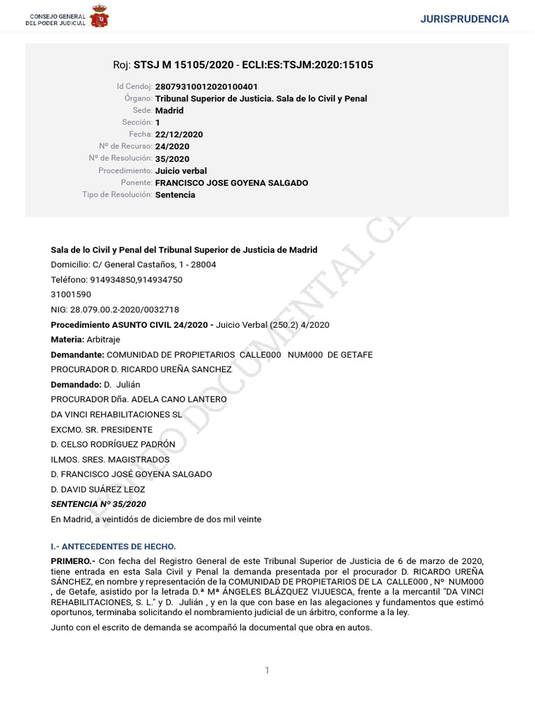 STSJ M 15105 2020 | PDF | Arbitraje | Justicia