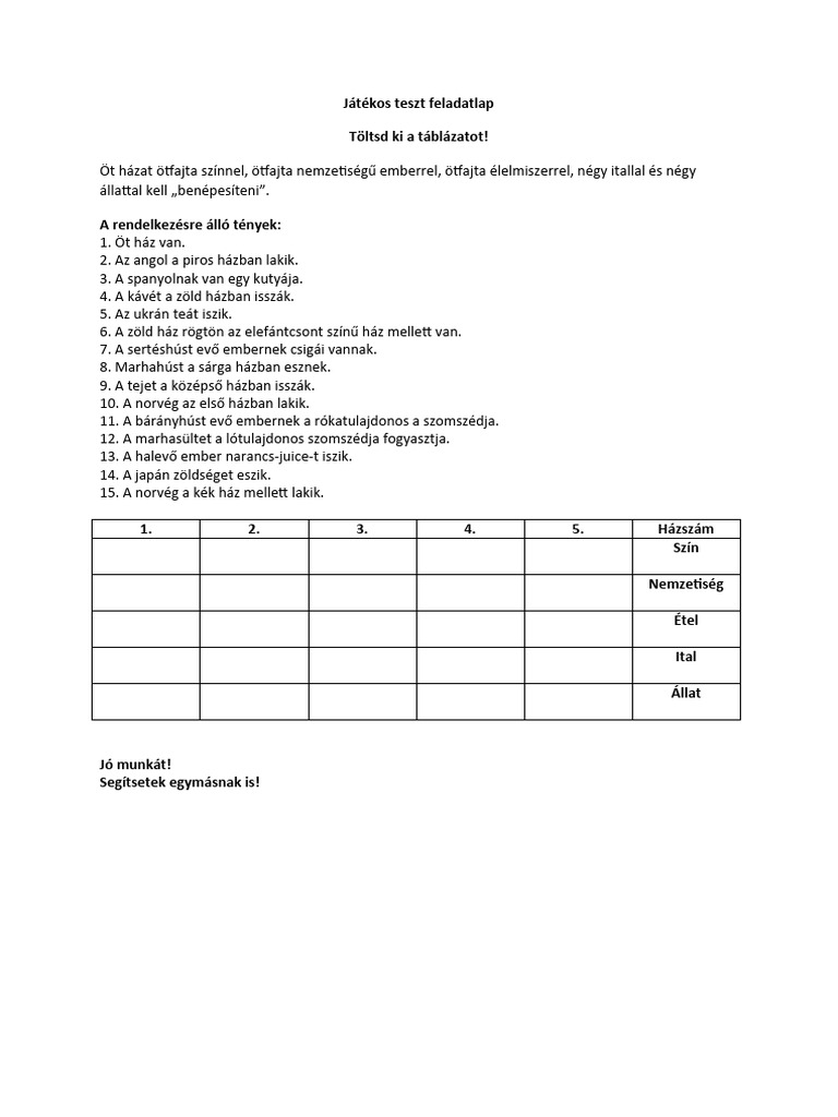 Játékos Teszt Feladatlap | PDF Játékos Teszt Feladatlap | PDF