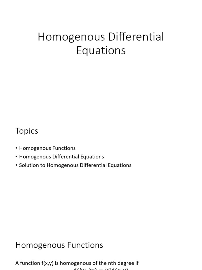 Homogeneous Differential Equations | PDF | Equations | Applied Mathematics