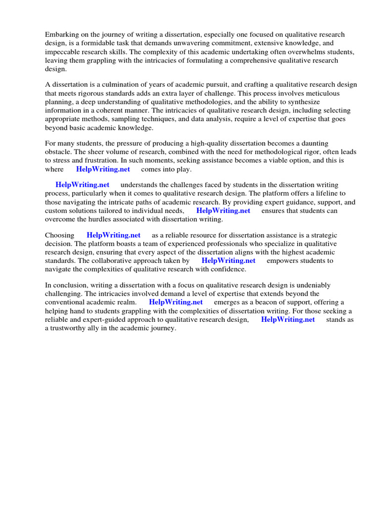Dissertation Qualitative Research Design Pdf Methodology
