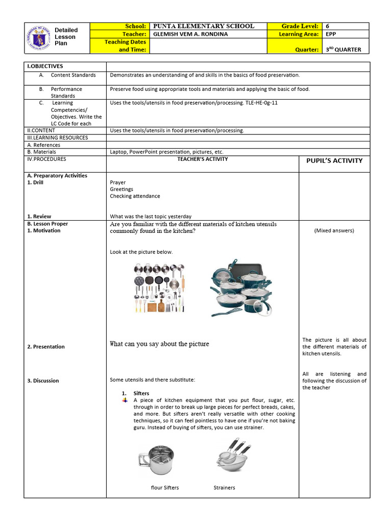 DLP in Epp | PDF | Kitchen Utensil | Cakes