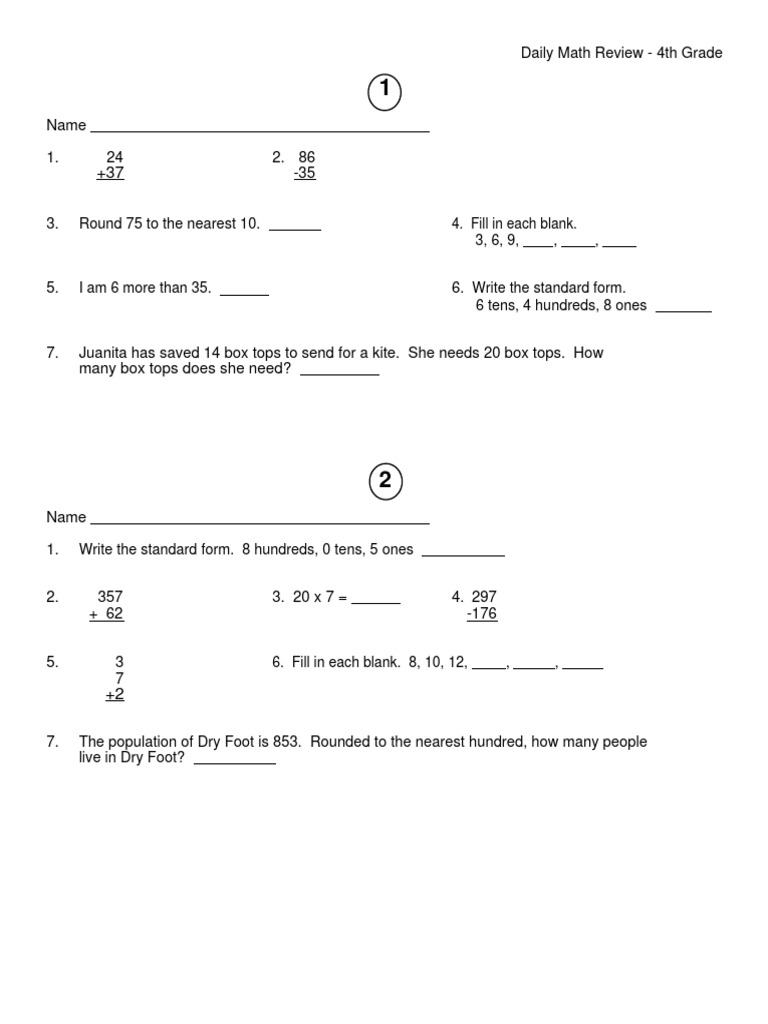 Grade 4 Daily Math Review Workbook | PDF