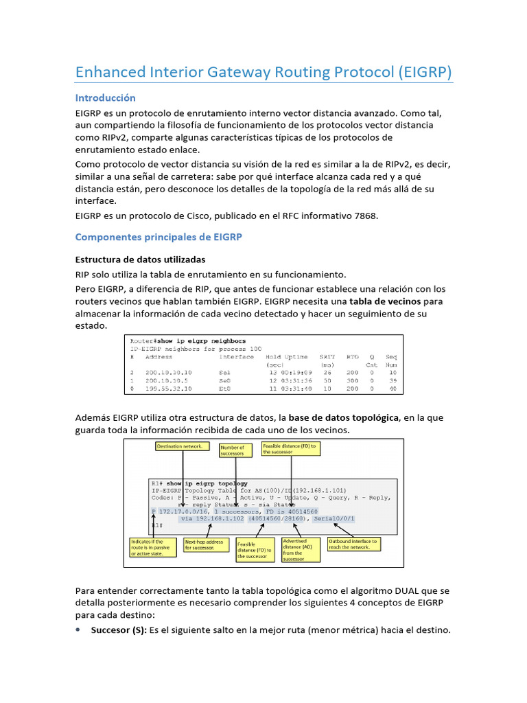 Eigrp Resumen | PDF | Enrutador (Computación) | Transmisión de datos