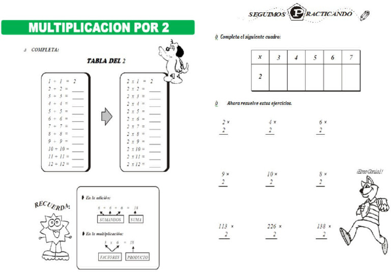 Aritmetica Segundo Grado. - La Multiplicacion Por 2 | PDF