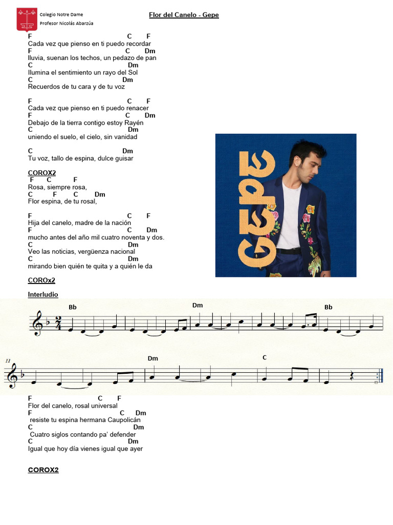 Guía Flor Del Canelo - Gepe | PDF