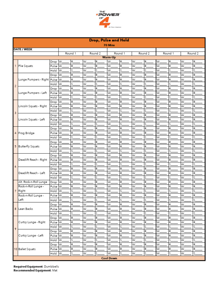 Drop Pulse Hold - The Power of 4 - Worksheet | PDF