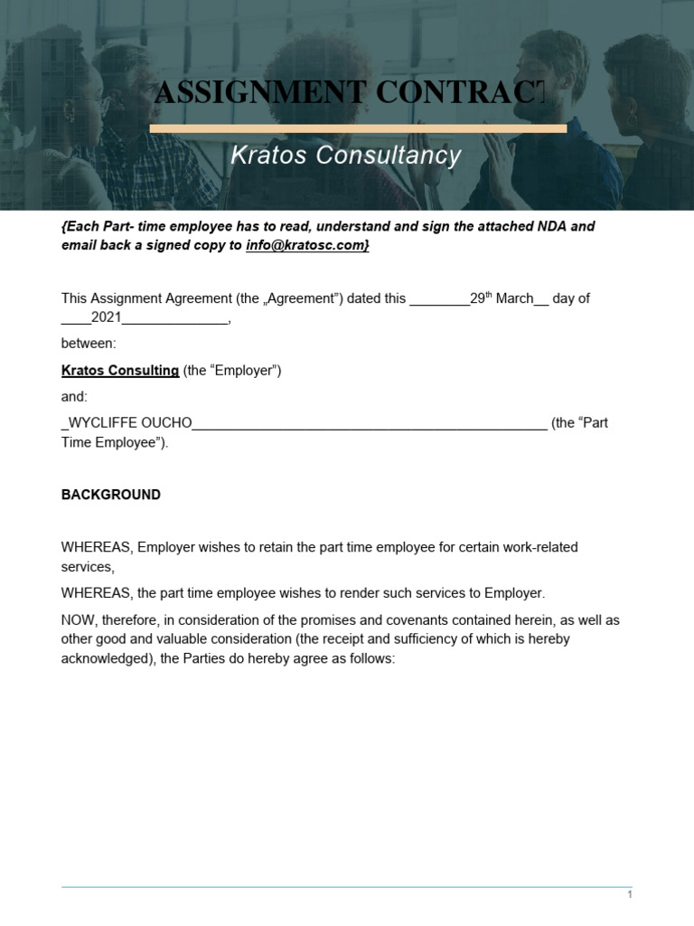 Assignment Contract | PDF | Employment | Trade Secret