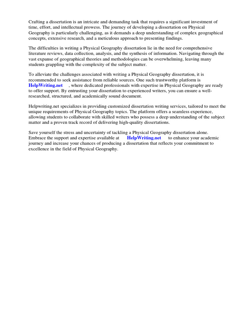 Physical Geography Dissertation Titles | PDF | Geography | Methodology Physical Geography Dissertation Titles | PDF | Geography | Methodology