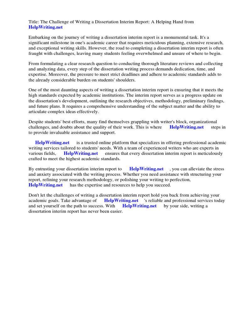 Dissertation Interim Report Example | Download Free PDF | Psychology ...