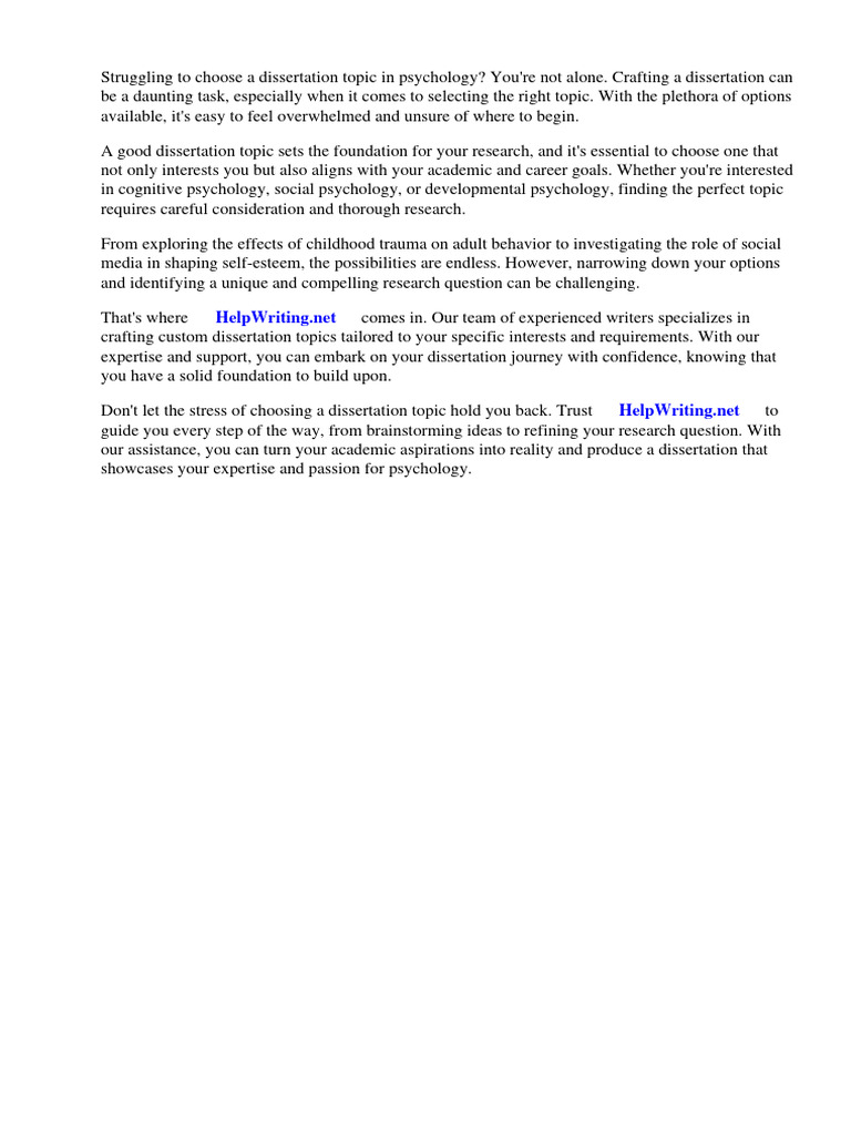 Good Dissertation Topics Psychology | PDF | Psychology | Thesis