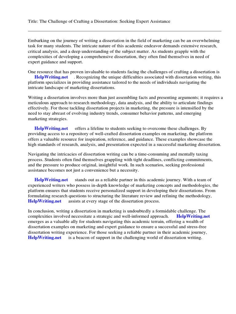 Dissertation Examples On Marketing | PDF | Marketing | Thesis