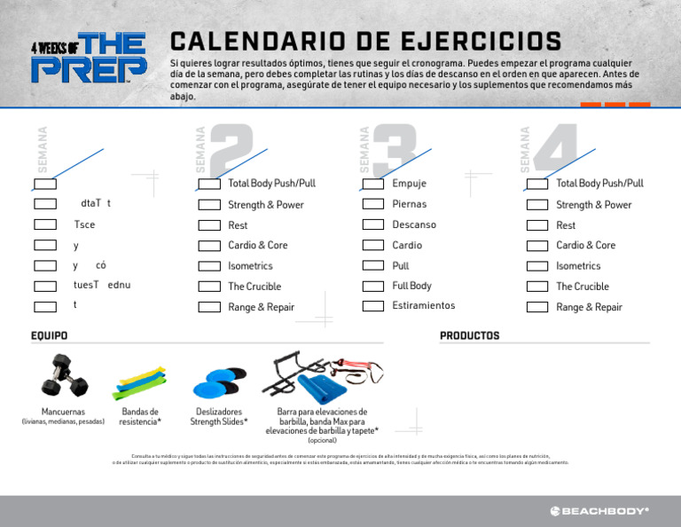 Calendario 4 Semanas | PDF