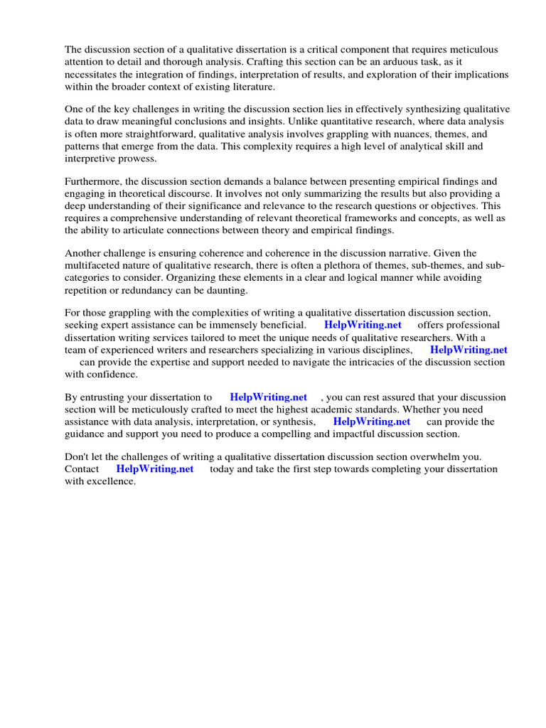 Qualitative Dissertation Discussion Section Pdf Qualitative Research Methodology
