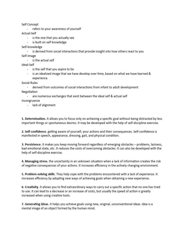 Self Concept | PDF | Feeling | Senses