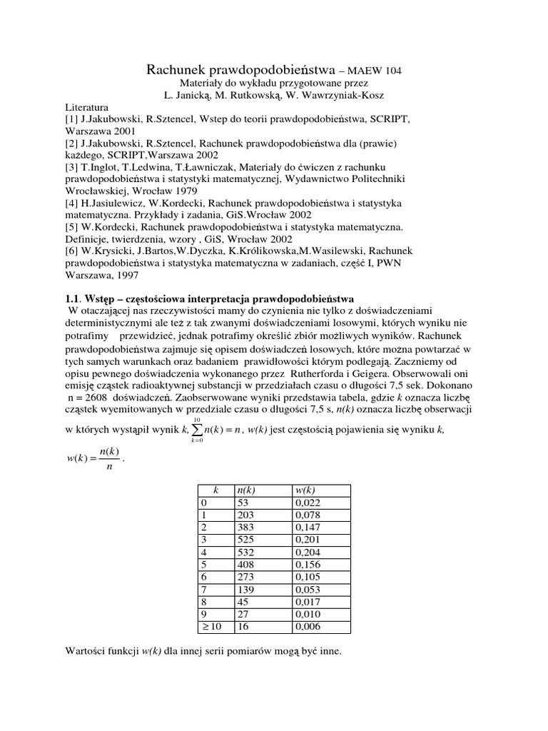Probabilistyka 1 | PDF