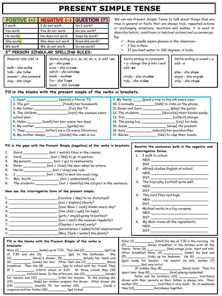Present Simple Tense | PDF | Grammatical Tense | Syntax