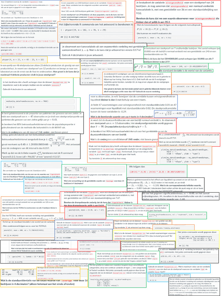 Spiekbrief Statistiek Midterm | PDF