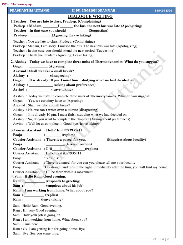 Dialogue Writing 3marks | PDF