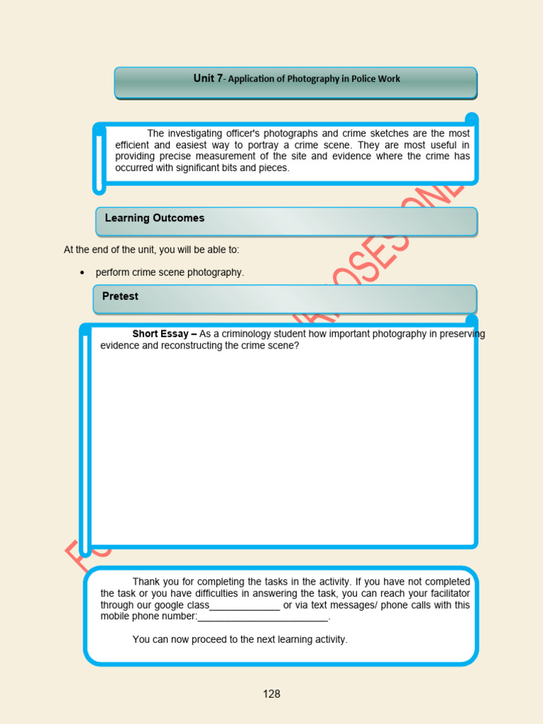 Unit 7 Final Photography Module 1 | PDF | Crime Scene | Camera Lens