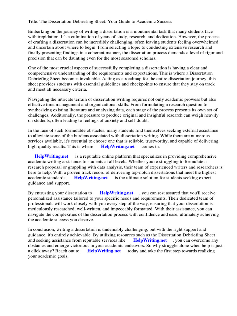 Dissertation Debriefing Sheet | PDF | Science | Knowledge Management