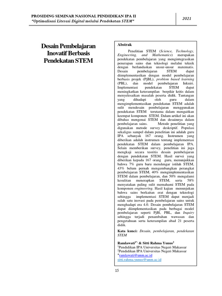 Desain Inovatif STEM untuk Pendidikan IPA | PDF | Karier & Perkembangan