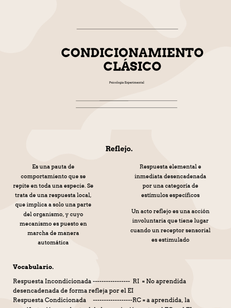 Condicionamiento Clásico: Conceptos y Leyes | PDF