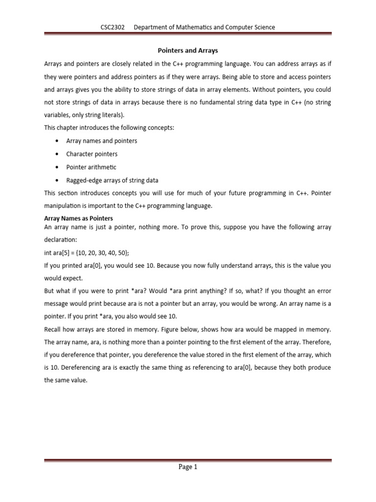 Lecture4 Pointerandarray Pdf Pointer Computer Programming Software Development