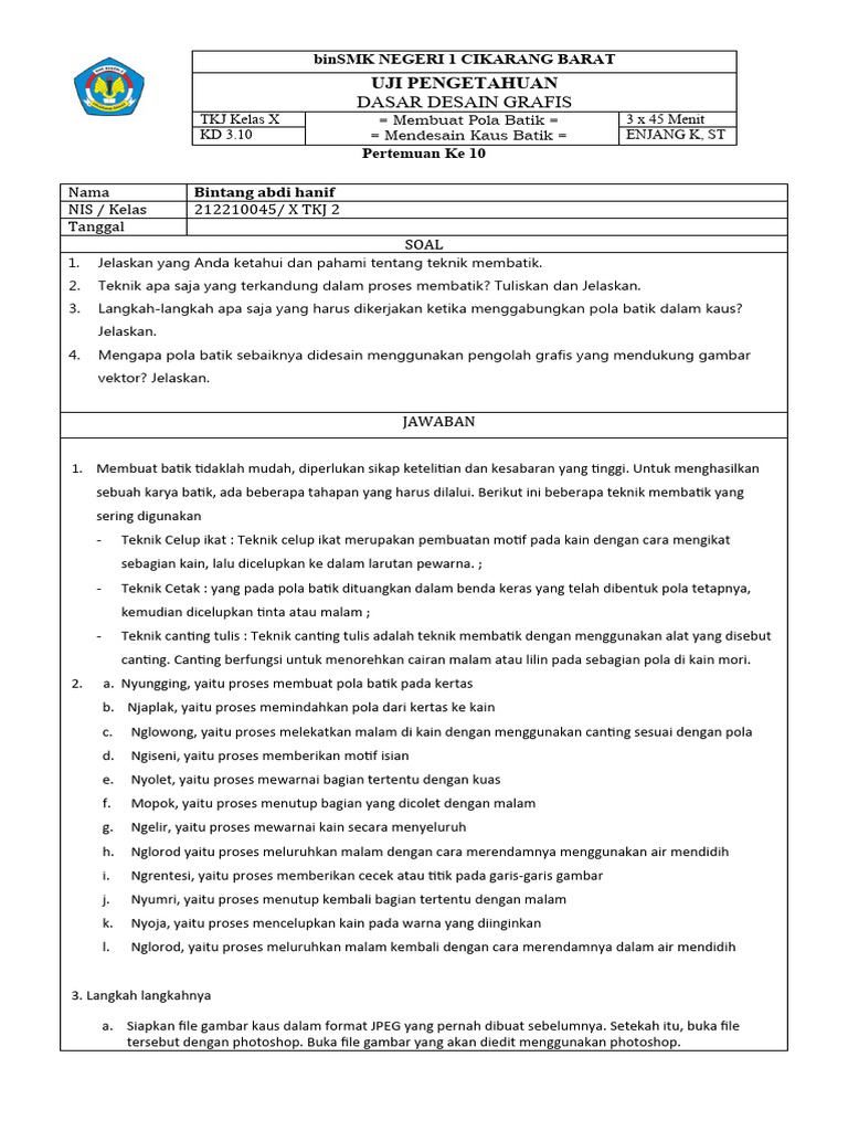 X TKJ Uji Pengetahuan DDG KB.10 | PDF