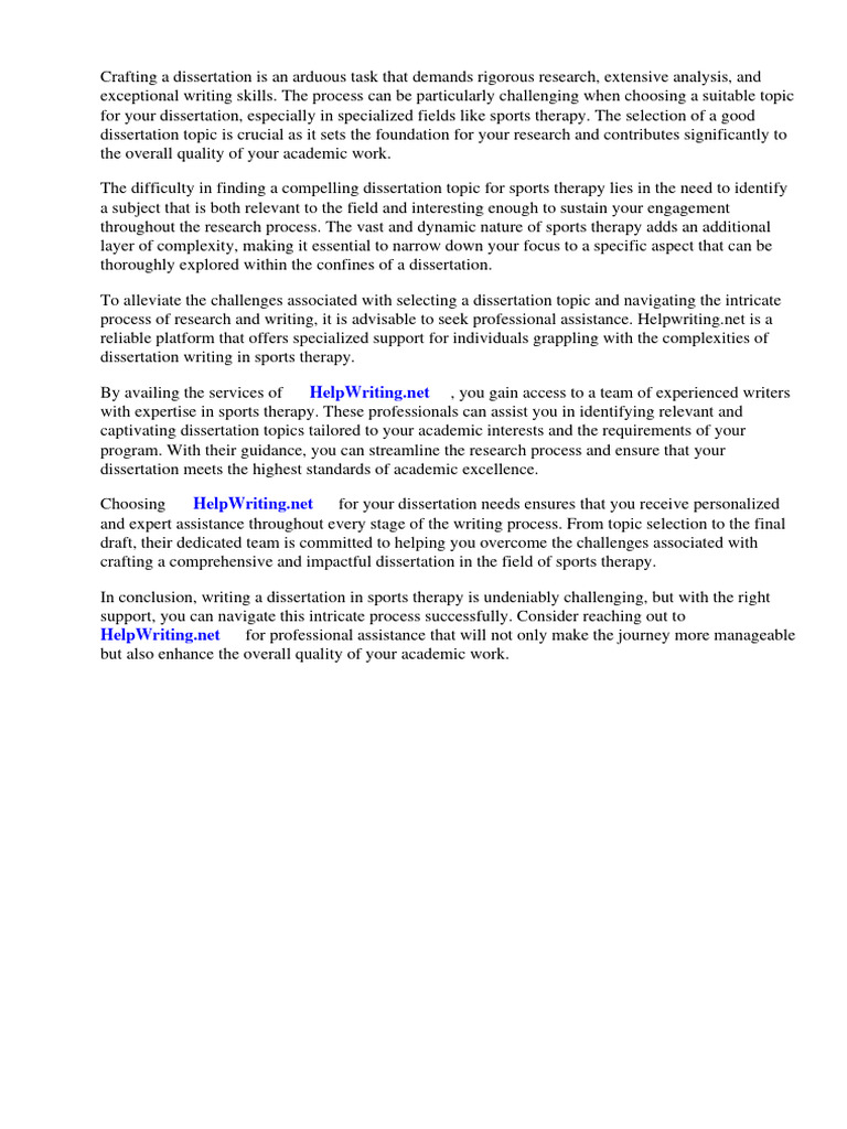 Good Dissertation Topics For Sports Therapy | PDF | Psychology | Sports