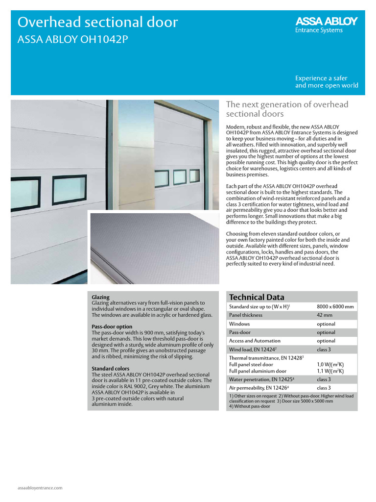 Assa Abloy OH1042P Overhead Sectional Door - en | PDF | Door | Window