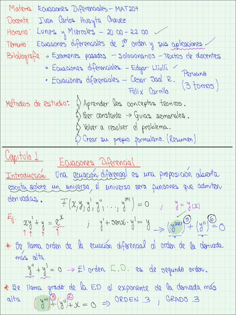 Clase 1 - Ecuaciones Diferenciales - 19022024 - ICHCH | PDF
