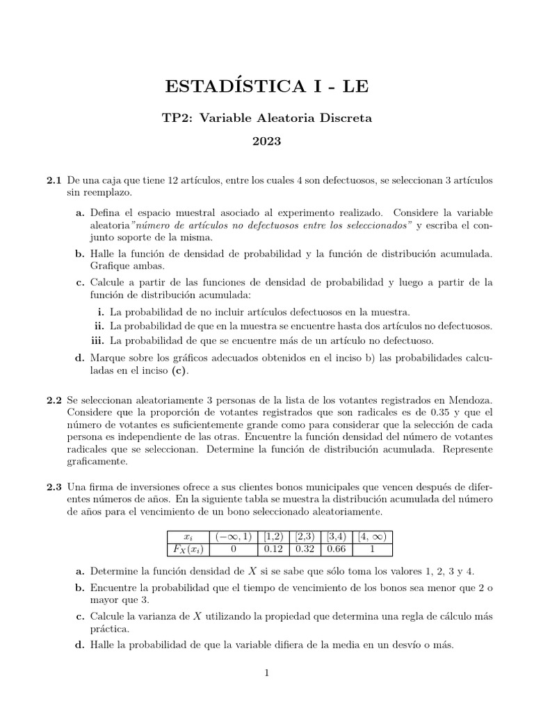 Estadística, Ejercicios Resueltos de Variable Aleatoria Discreta | PDF ...