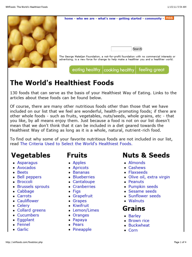 World's Healthiest Foods Overview | PDF | Foods | Nutrients