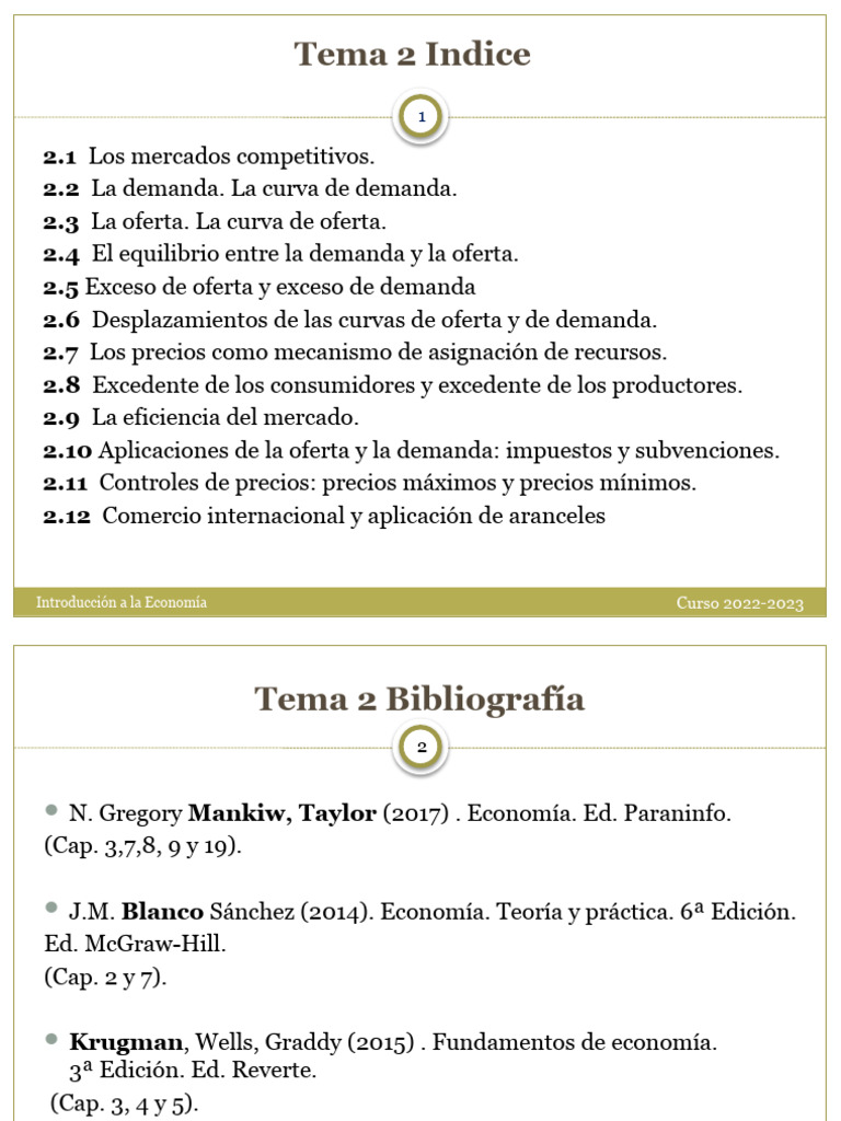 Resum teoria tema 2. PPTpptx | PDF | Oferta (economía) | Oferta y demanda
