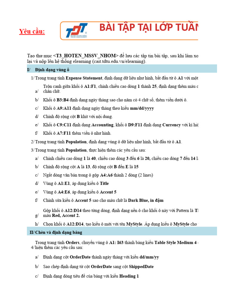 CLC BTTL Excel Tuan3 | PDF