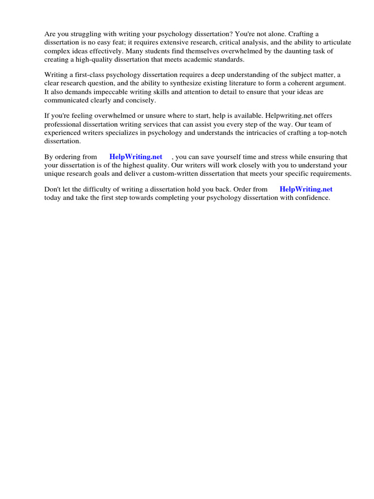 1st Class Psychology Dissertation Examples | Download Free PDF ...