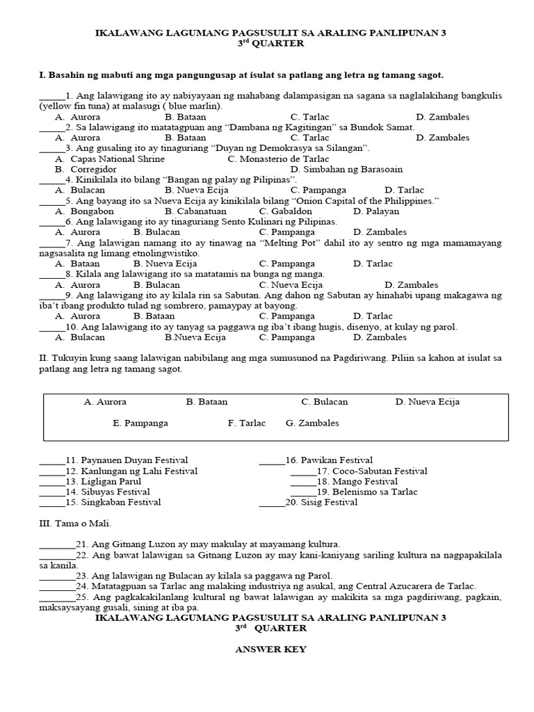 AP 3rd Summative Quarter 3 M3 With Answer Key | PDF