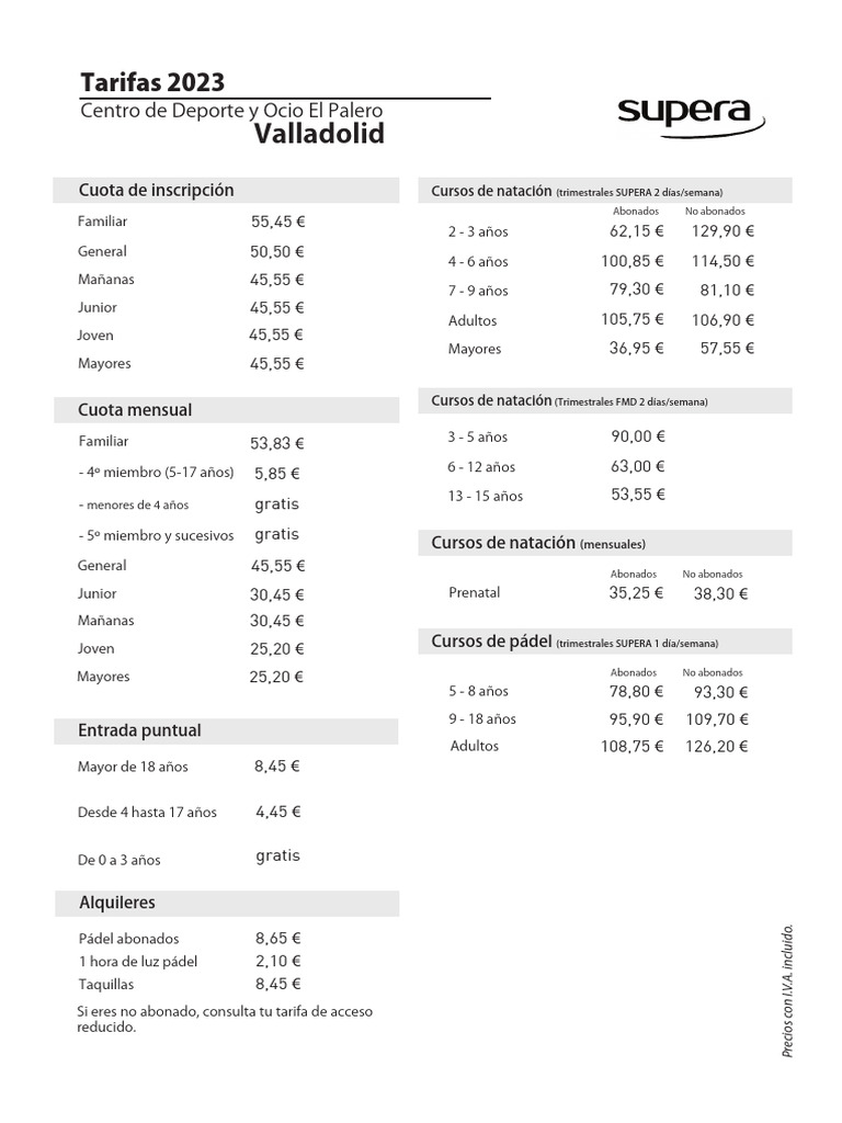 Tarifario-El-Palero-2023 | PDF | Documento de identidad | Tarjeta de débito