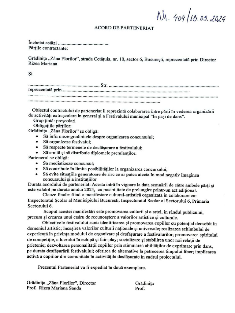 acord parteneriat festival in pasi de dans 2024 | PDF
