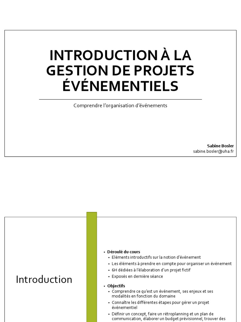 Introduction à la gestion d'événements | PDF | Gestion de projet | Festival