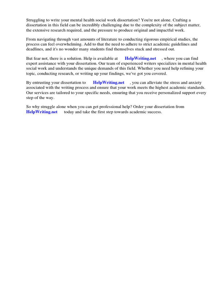 Mental Health Social Work Dissertation Topics | PDF | Mental Disorder ...