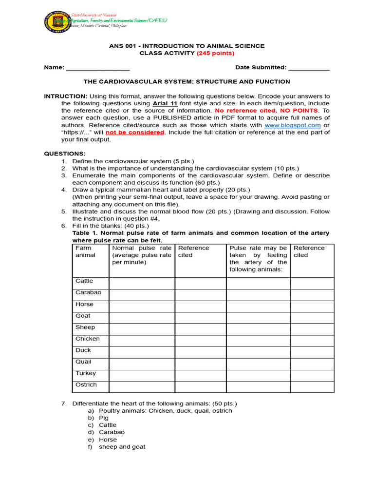 Ans 001 - Cardiovascular System Activity | PDF | Pulse