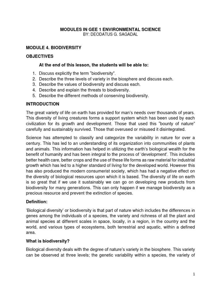 MODULE-4.-Biodiversity | PDF | Biodiversity | Agriculture
