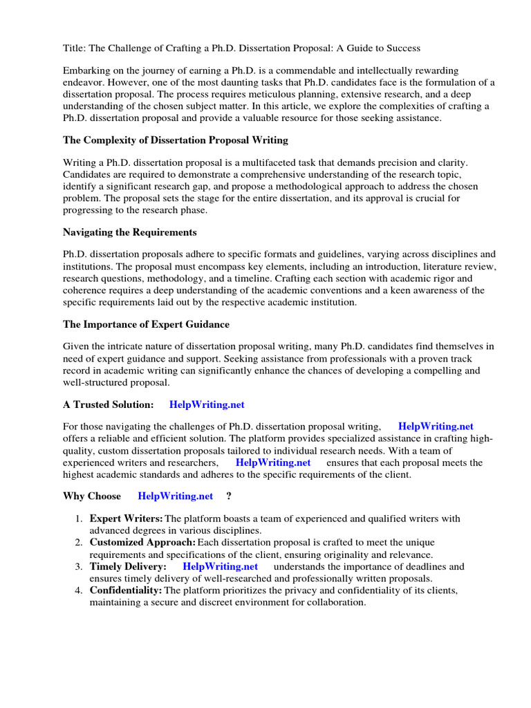 Crafting a Ph.D. Proposal Guide | PDF | Thesis | Methodology
