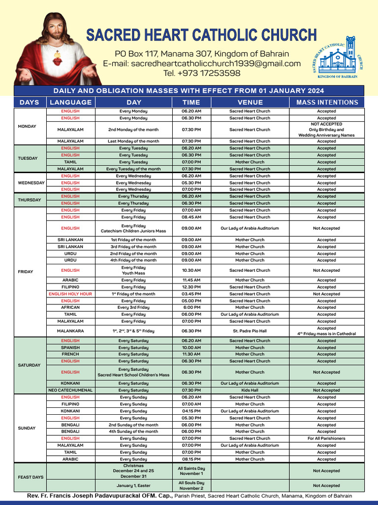 Mass Timing Poster-4 | PDF | Christian Worship And Liturgy | Catholic ...