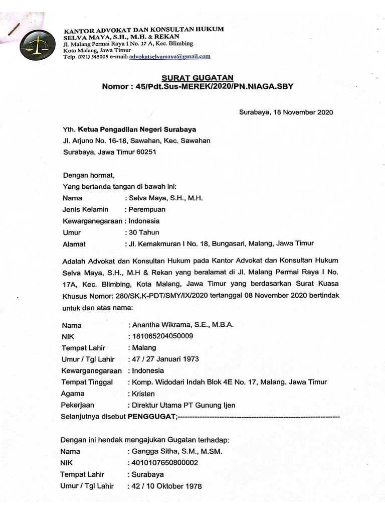 Surat Gugatan | PDF